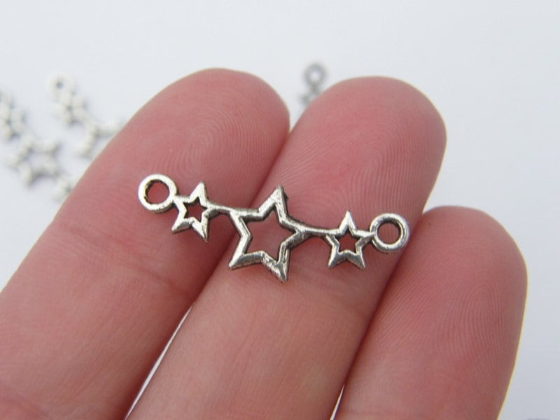 10 Star Connectors Antique Silver Tone S16 - Etsy