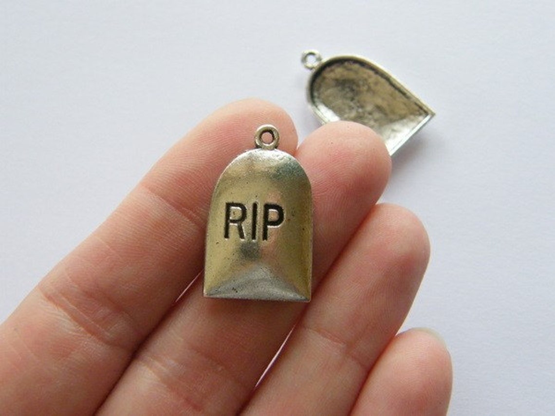 6 Gravestone RIP Charms Antique Silver Tone HC141 - Etsy