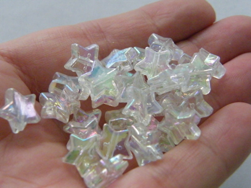 100 Star Beads Clear AB Transparent Acrylic AB81 | Etsy