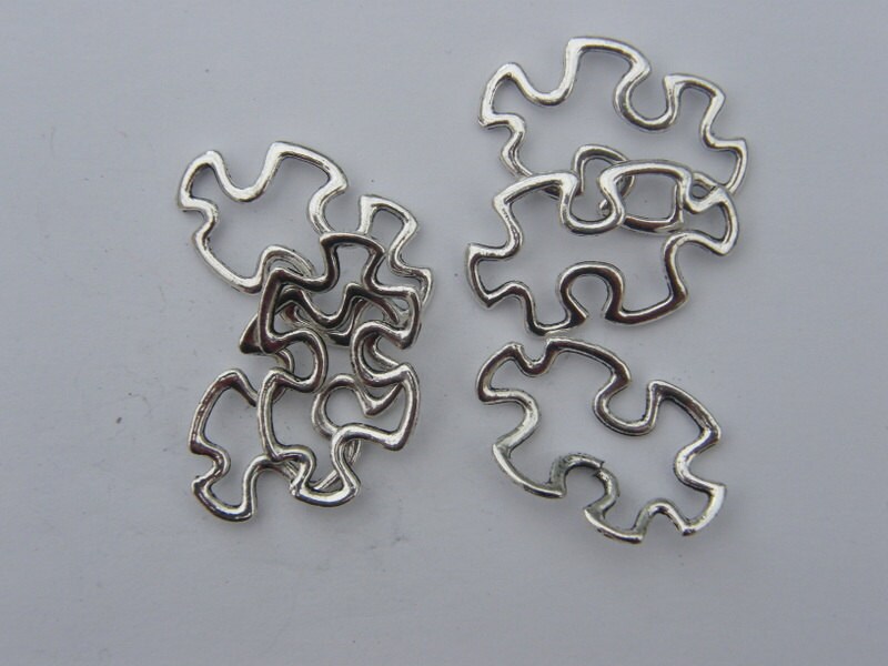 BULK 30 Puzzle Piece Connector Charms Silver Plated Tone P125 - Etsy