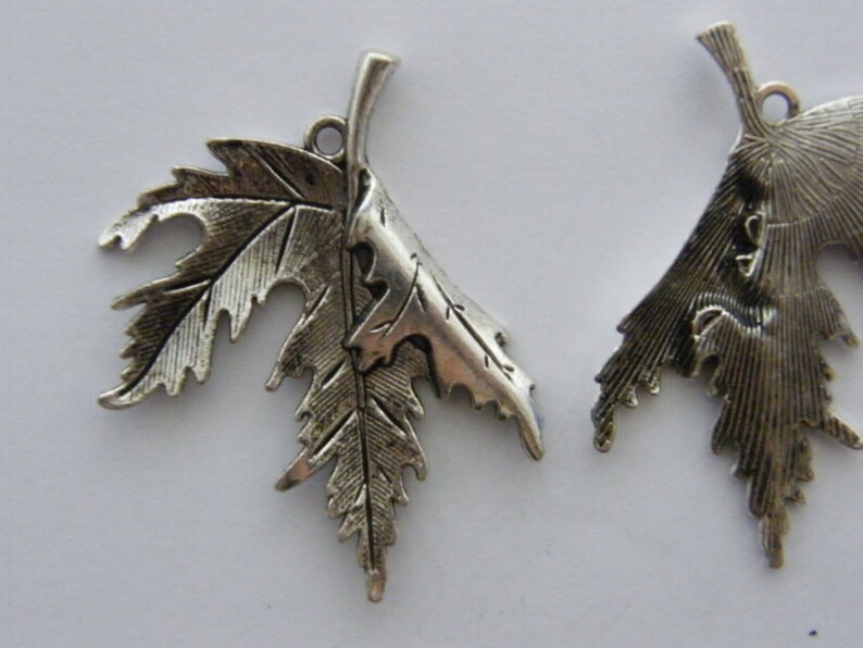 2 Leaf Charms Antique Silver Tone L112 - Etsy