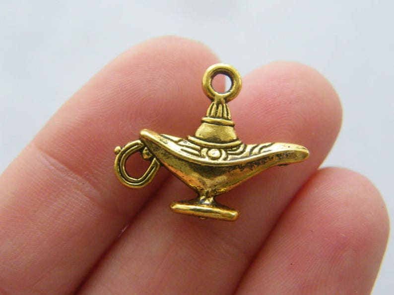 6 Magic Lamp Charms Antique Gold Tone P634 - Etsy