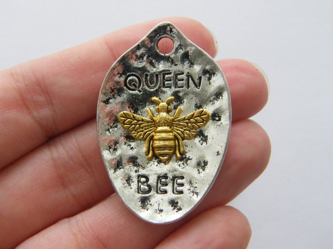 BULK 10 Queen Bee Charms Antique Silver Tone and Gold M480 - Etsy