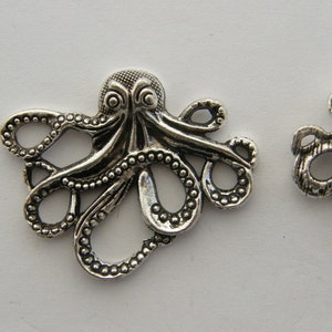 2 Octopus Connector Charms Antique Silver Tone FF252 - Etsy