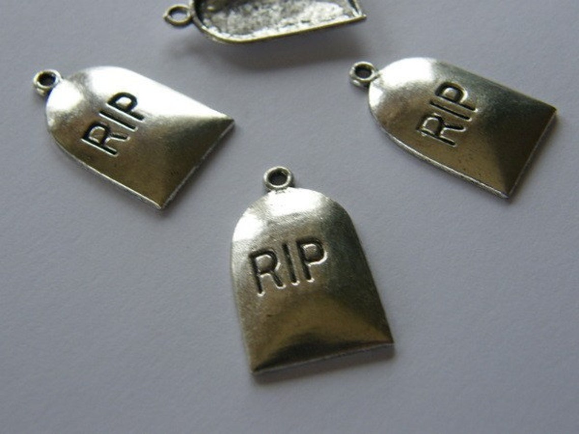 6 Gravestone RIP Charms Antique Silver Tone HC141 - Etsy