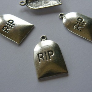 6 Gravestone RIP Charms Antique Silver Tone HC141 - Etsy