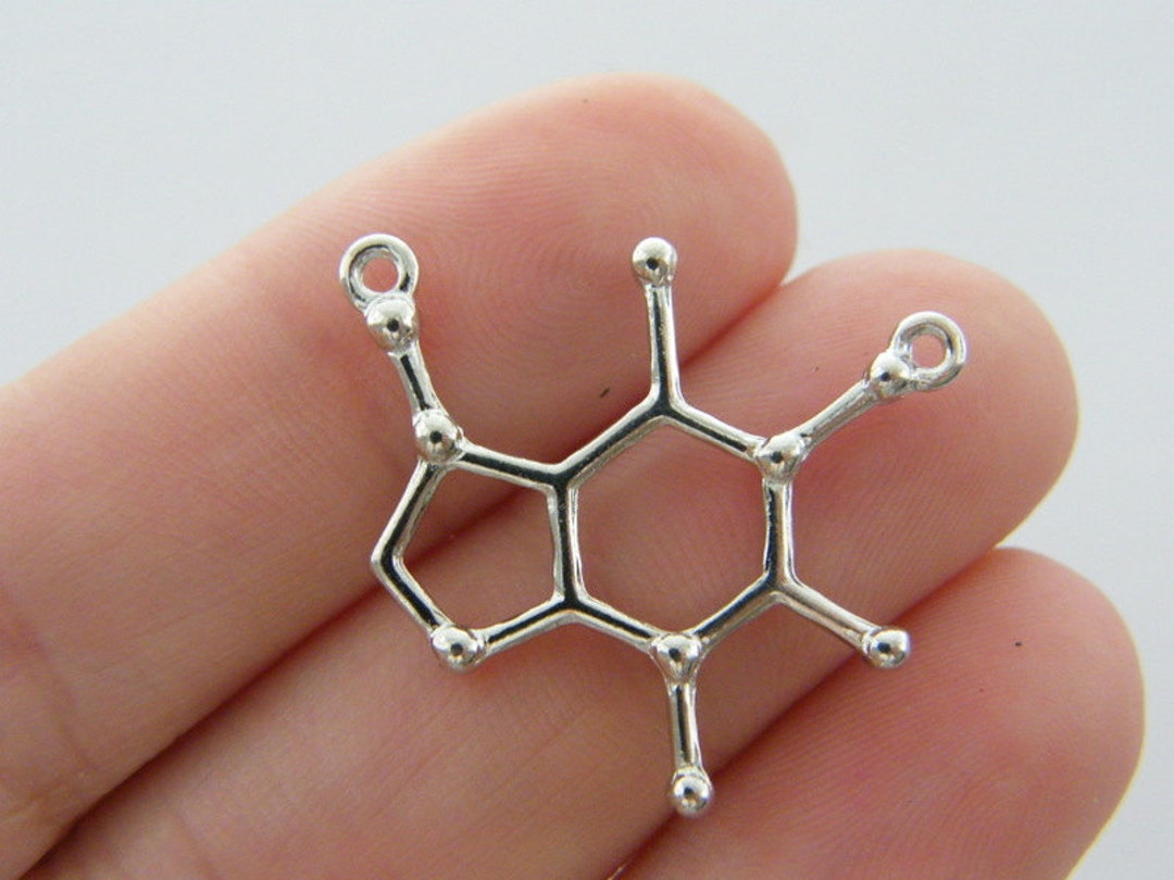 6 Caffeine Molecule Connector Charms Silver Tone MD63 - Etsy