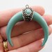 2 Crescent Moon Double Horn Rhinestone Charm Pendants Resin Blue Tone ...