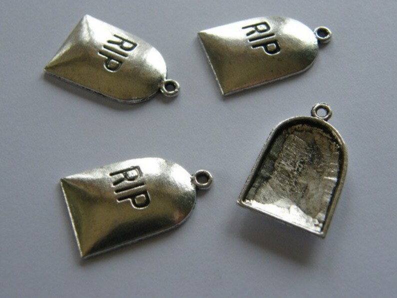6 Gravestone RIP Charms Antique Silver Tone HC141 - Etsy