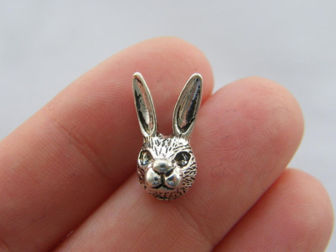 6 Rabbit Charms Antique Silver Tone A269 - Etsy