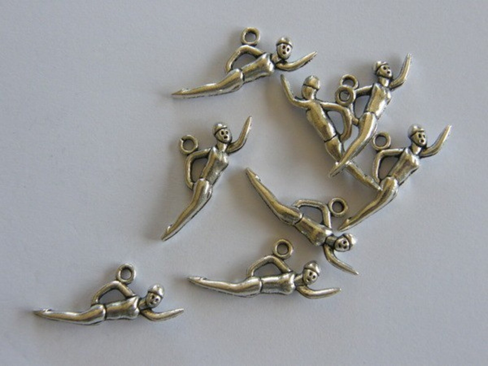 BULK 30 Swimming Girl Charms Tibetan Silver SP56 | Etsy