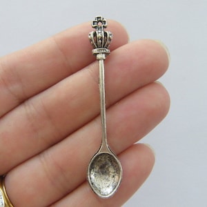 4 Crown Spoon Pendants Antique Silver Tone FD78 - Etsy