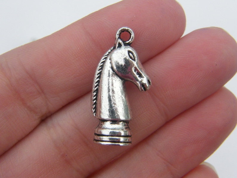 2 Chess Knight Pendant Antique Silver Tone P121 - Etsy