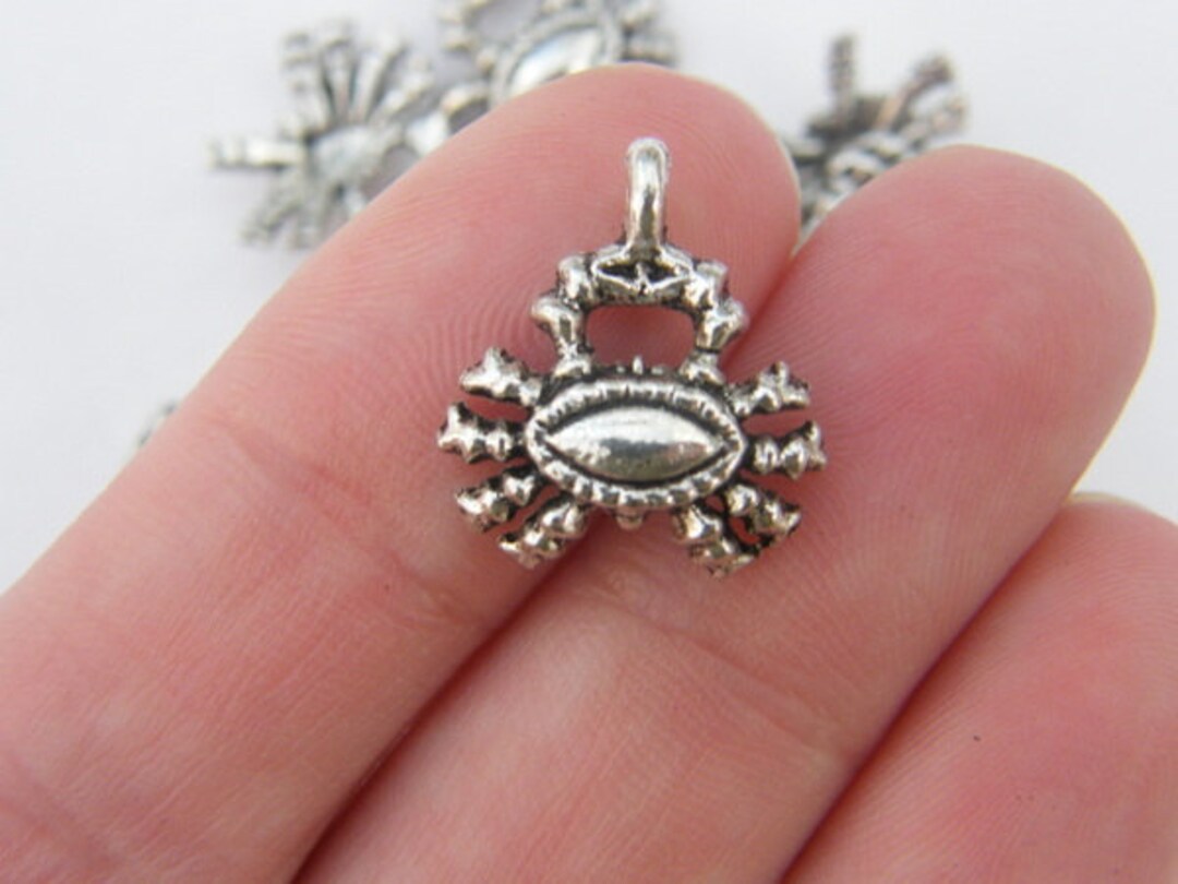 10 Crab Charms Antique Silver Tone FF95 - Etsy