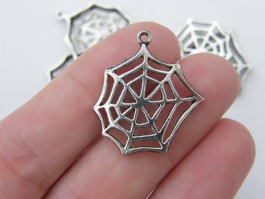 6 Cobweb or Spiderweb Charms Tibetan Silver HC132 - Etsy