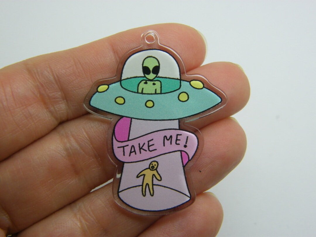 2 UFO Alien Take Me Abduction Pendants Acrylic P308 - Etsy