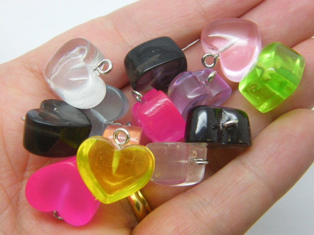 20 Heart Charms Imitation Jelly Random Mixed Resin H58 - Etsy