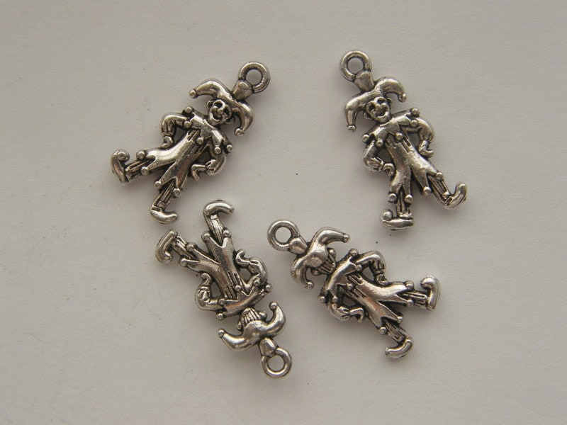 6 Jester charms antique silver tone P80 | Etsy