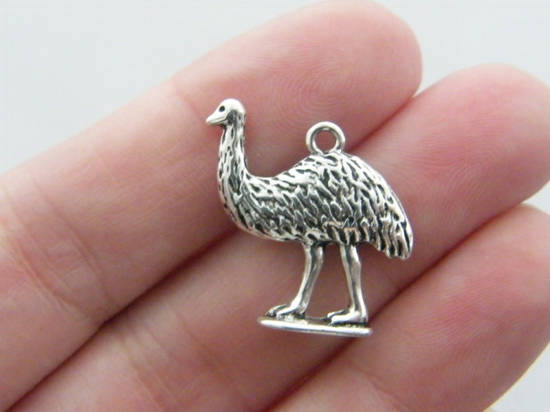 4 Emu Charms Antique Silver Tone B103 - Etsy