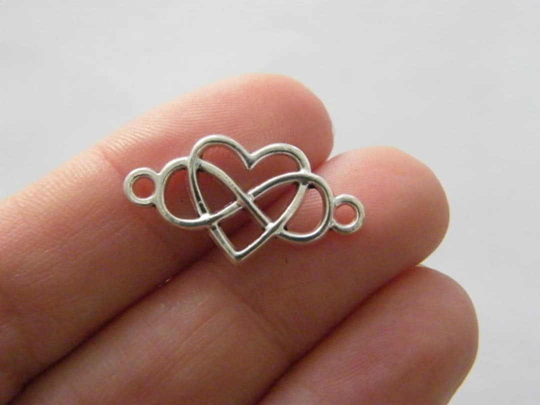 10 Infinity Heart Charms Silver Tone I173 - Etsy