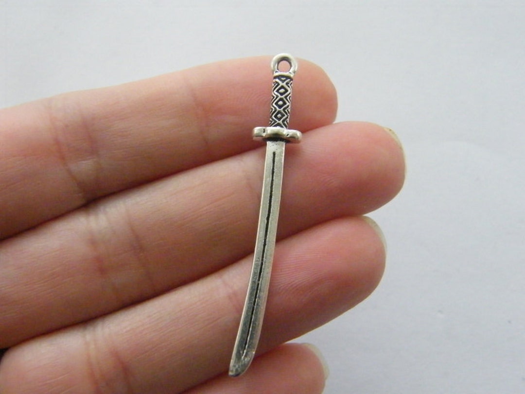 6 Sword Pendants Antique Silver Tone SW57 - Etsy