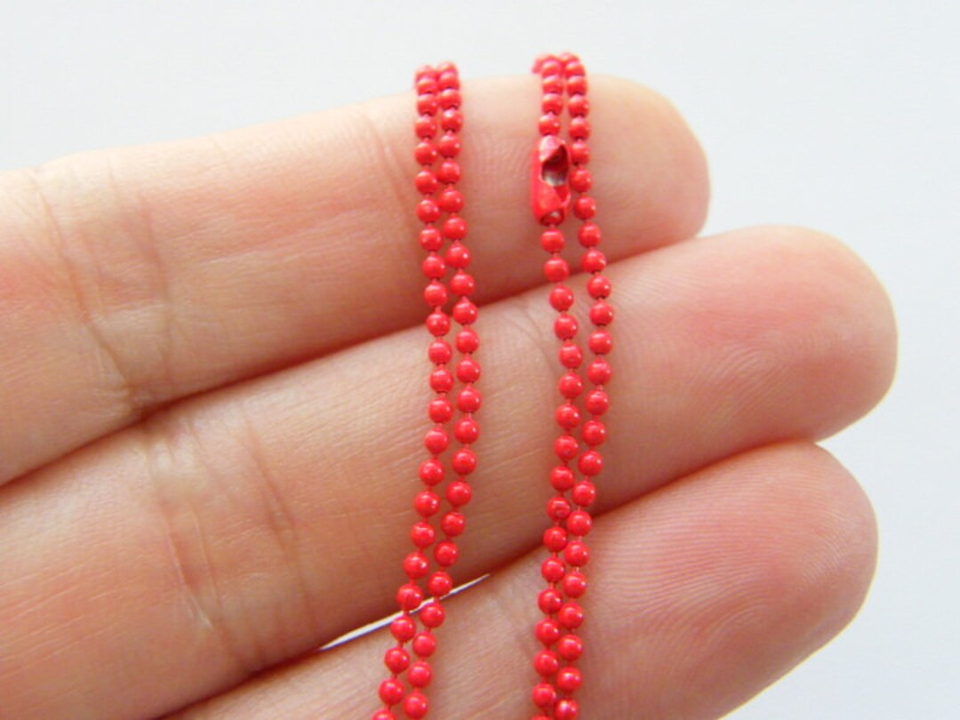 2 Red Ball Chain Necklaces FS301 - Etsy