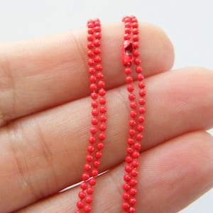 2 Red Ball Chain Necklaces FS301 - Etsy