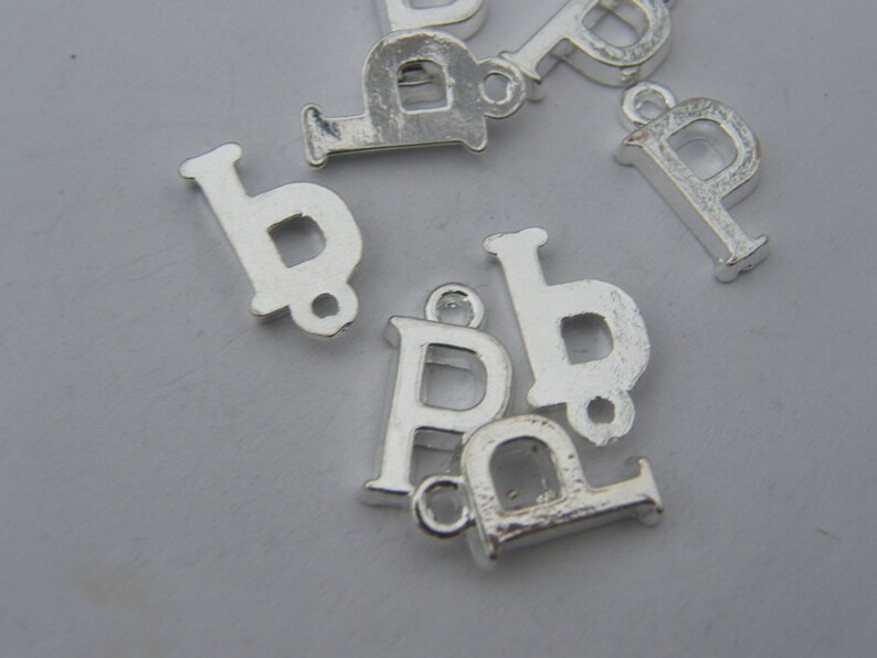 BULK 30 Letter P alphabet charms 15 x 9mm silver plated | Etsy