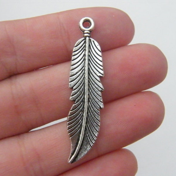 Silver Feather Charm - Etsy