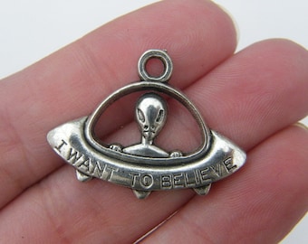 20pcs UFO Charms Alien Charm Antique Silver Tone 20x20mm - Etsy