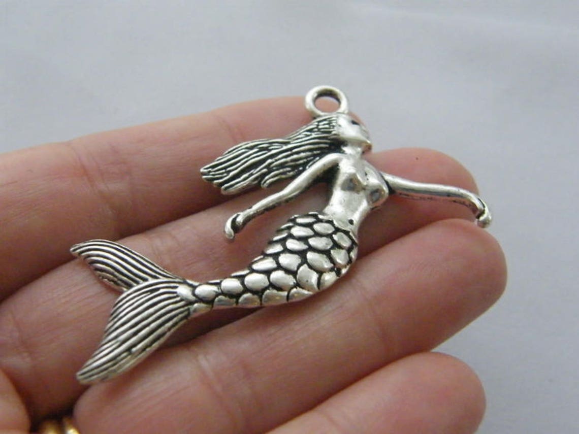 BULK 5 Mermaid Charms Antique Silver Tone FF658 - Etsy