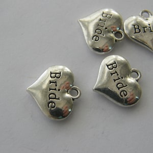 6 Bride Heart Charms Antique Silver Tone M262 - Etsy