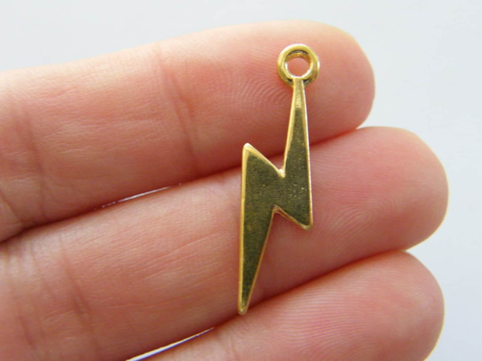 8 Lightning Bolt Charms Gold Tone S250 - Etsy