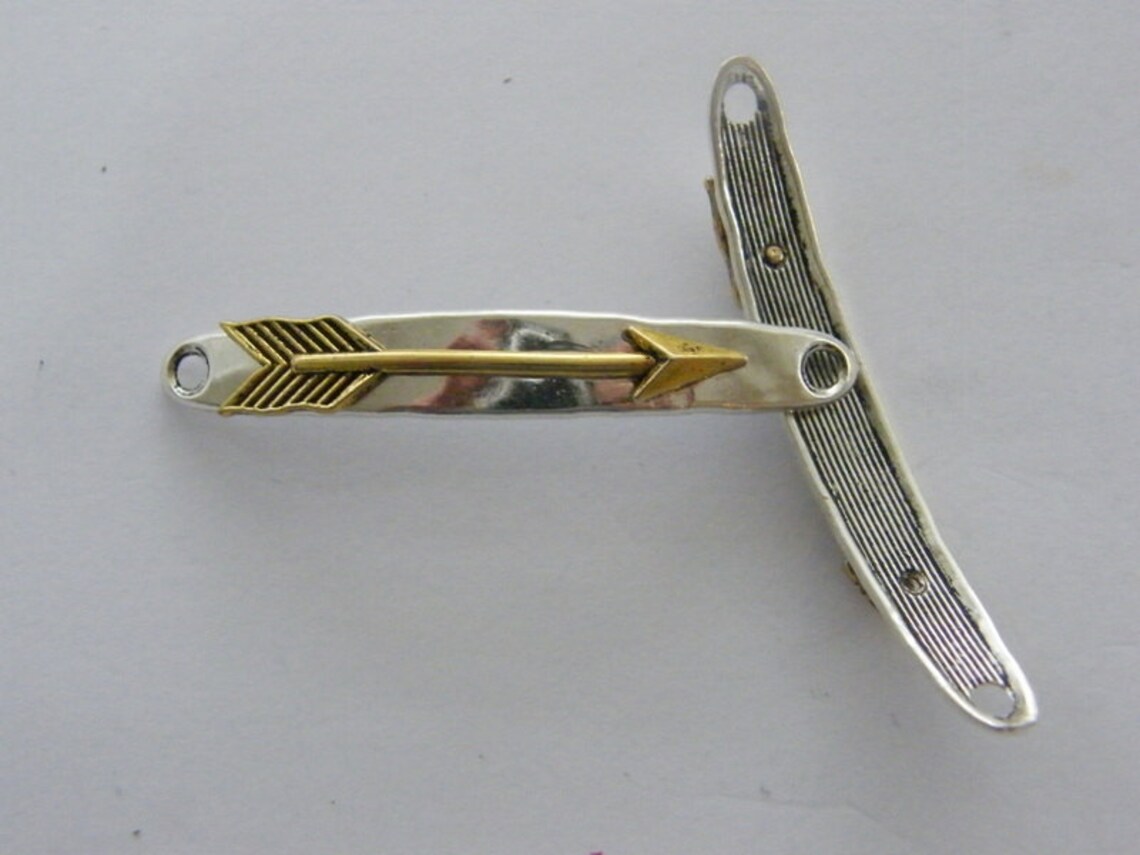 4 Arrow Connector Charms Antique Silver and Gold Tone G88 - Etsy