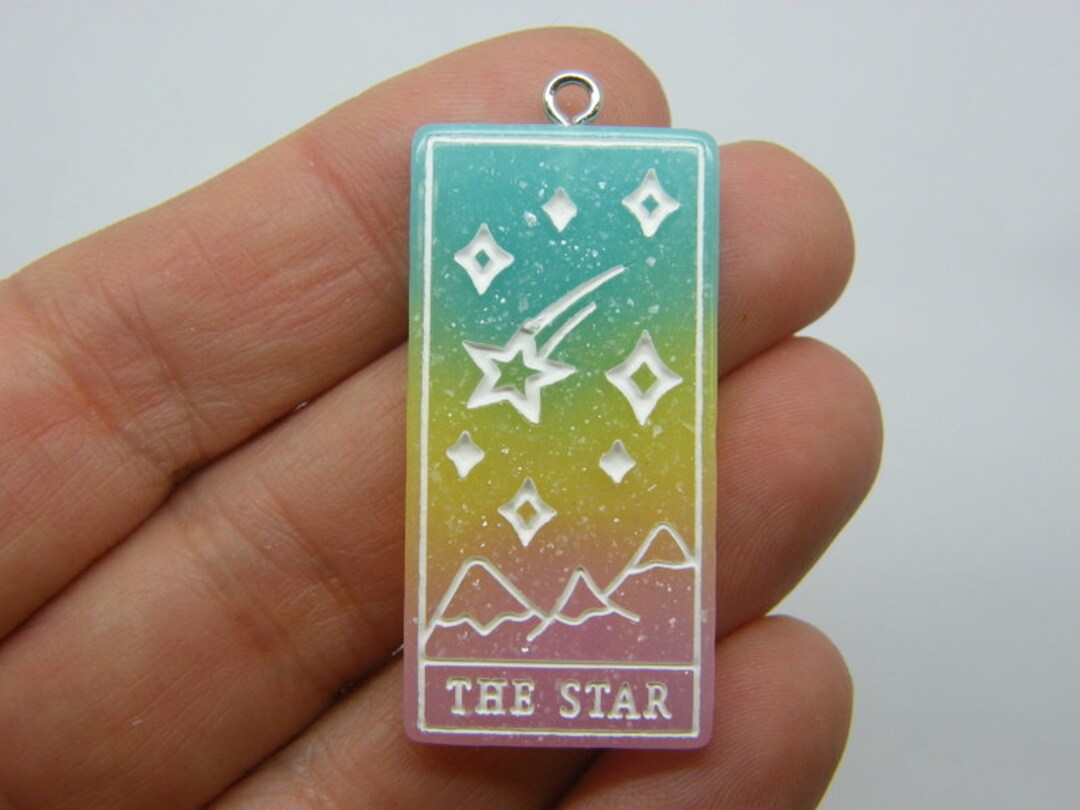 1 the Star Tarot Reading Card Pendant Blue Yellow Pink Resin HC429 - Etsy
