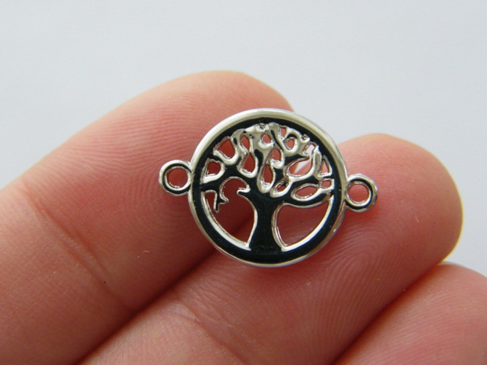 6 Tree Connector Charms Silver Tone T127 - Etsy