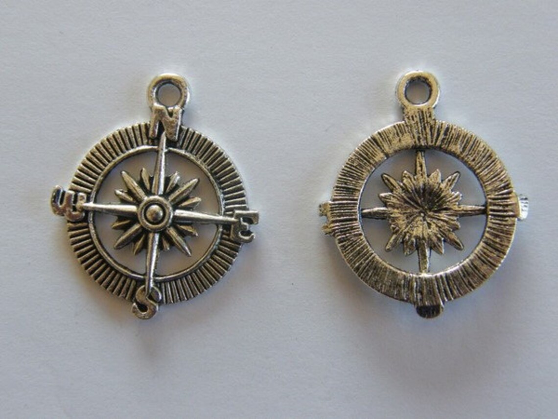 BULK 30 Compass Pendants Antique Silver Tone FF639 - Etsy
