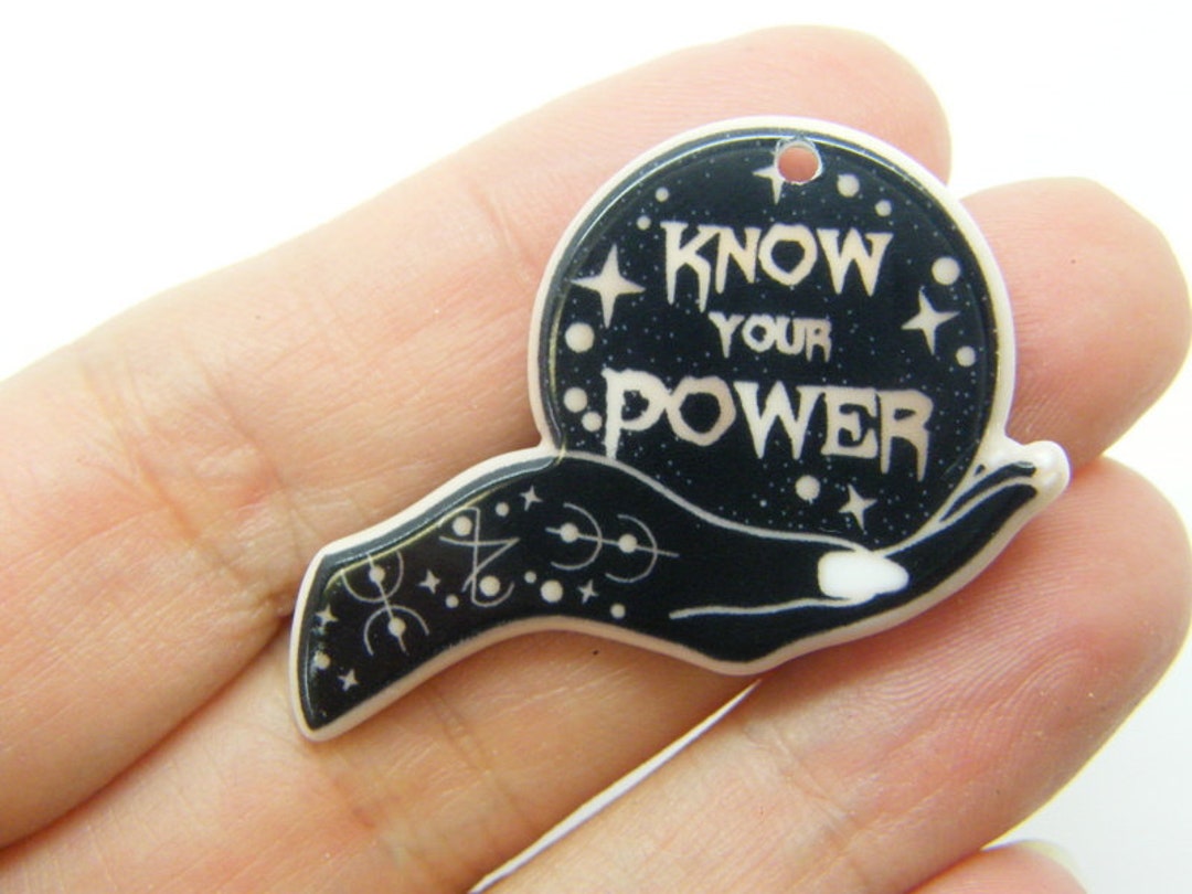 2 Know Your Power Hand Pendant Black Pink Acrylic HC896 - Etsy