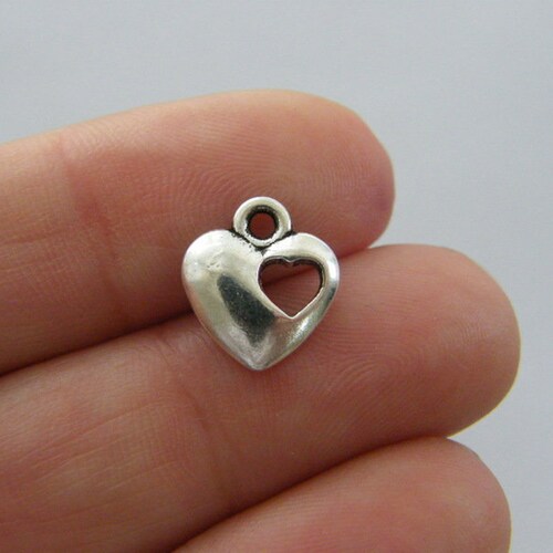 BULK 50 Heart With Paw Prints Charms Antique Silver Tone A477 | Etsy