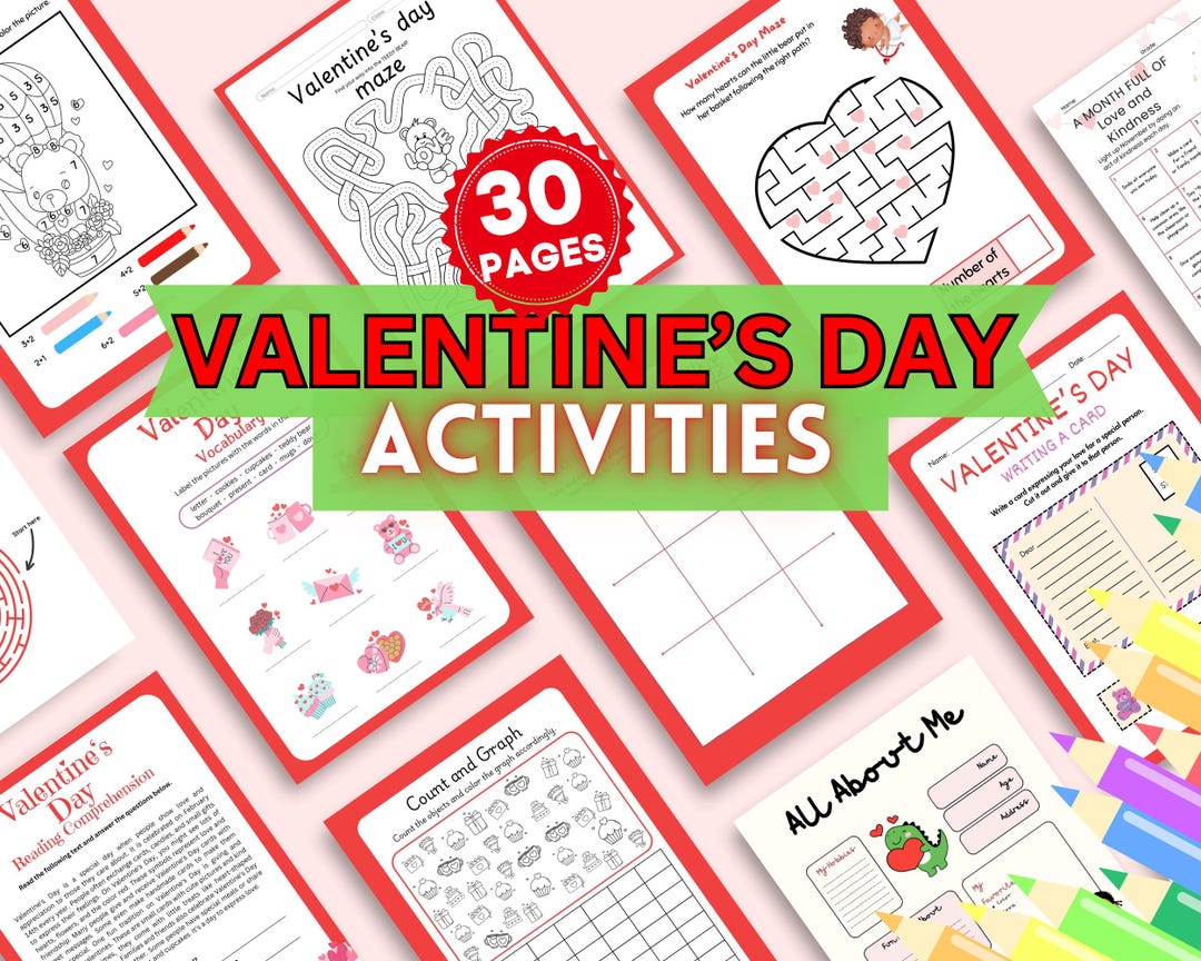 Valentine’s Day Activity Pack for Kids 2025 | 30pages | Fun Printables ...