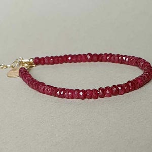 Gold Ruby Bracelet, Precious Red Gemstone, July Birthstone, Initial ...