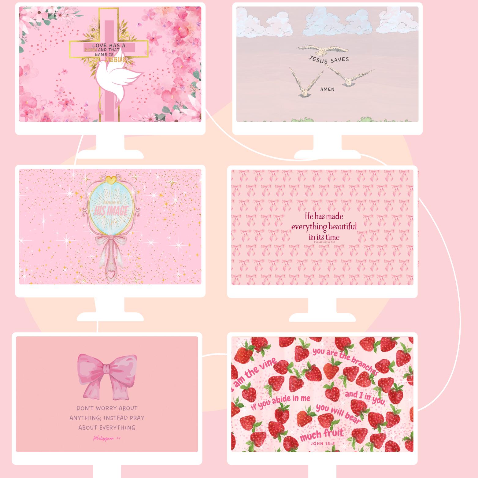 Pink Bible Verse and Inspirational Wallpaper Bundle | 24 Designs ...