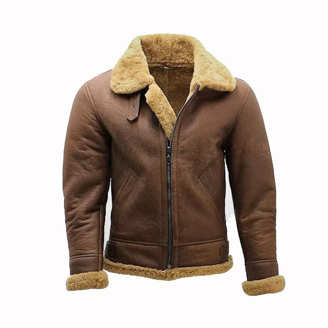 Handmade B3 Sheepskin Bomber Jacket | WW2 Aviator Flight Leather Coat ...