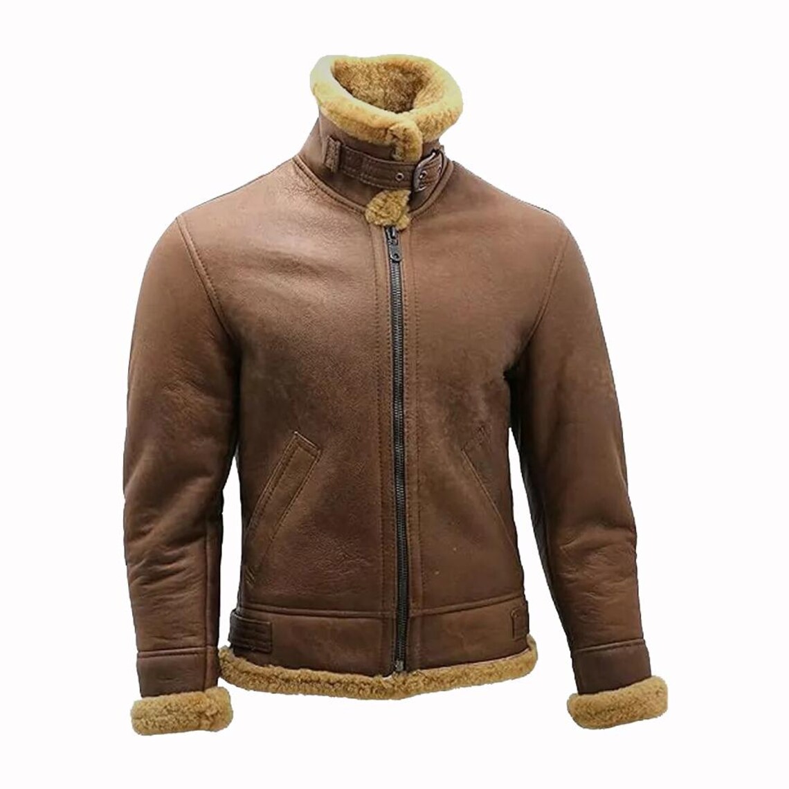 Handmade B3 Sheepskin Bomber Jacket | WW2 Aviator Flight Leather Coat ...