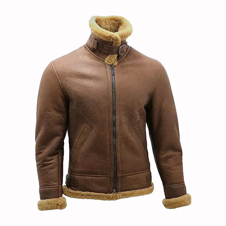 Handmade B3 Sheepskin Bomber Jacket | WW2 Aviator Flight Leather Coat ...