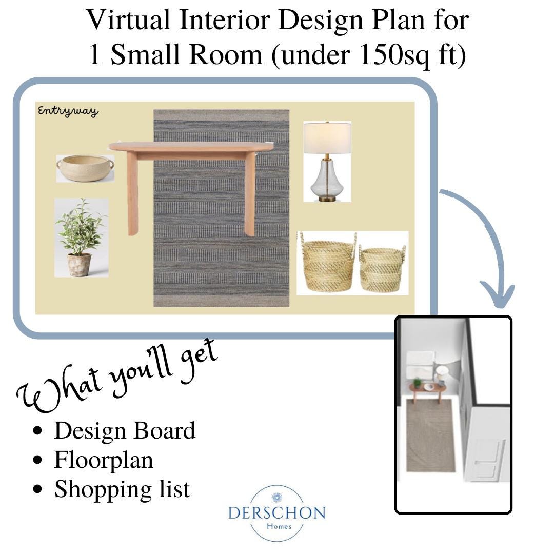 Custom Virtual Interior Design Plan for 1 Small Room (under 150sq Ft ...