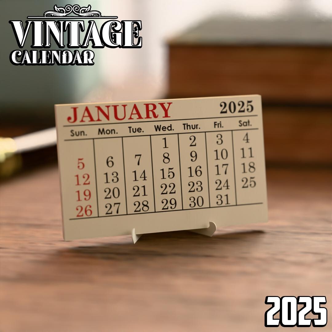 Vintage Calendar Printable Svg, Mini Desk Calendar Svg, Desktop ...