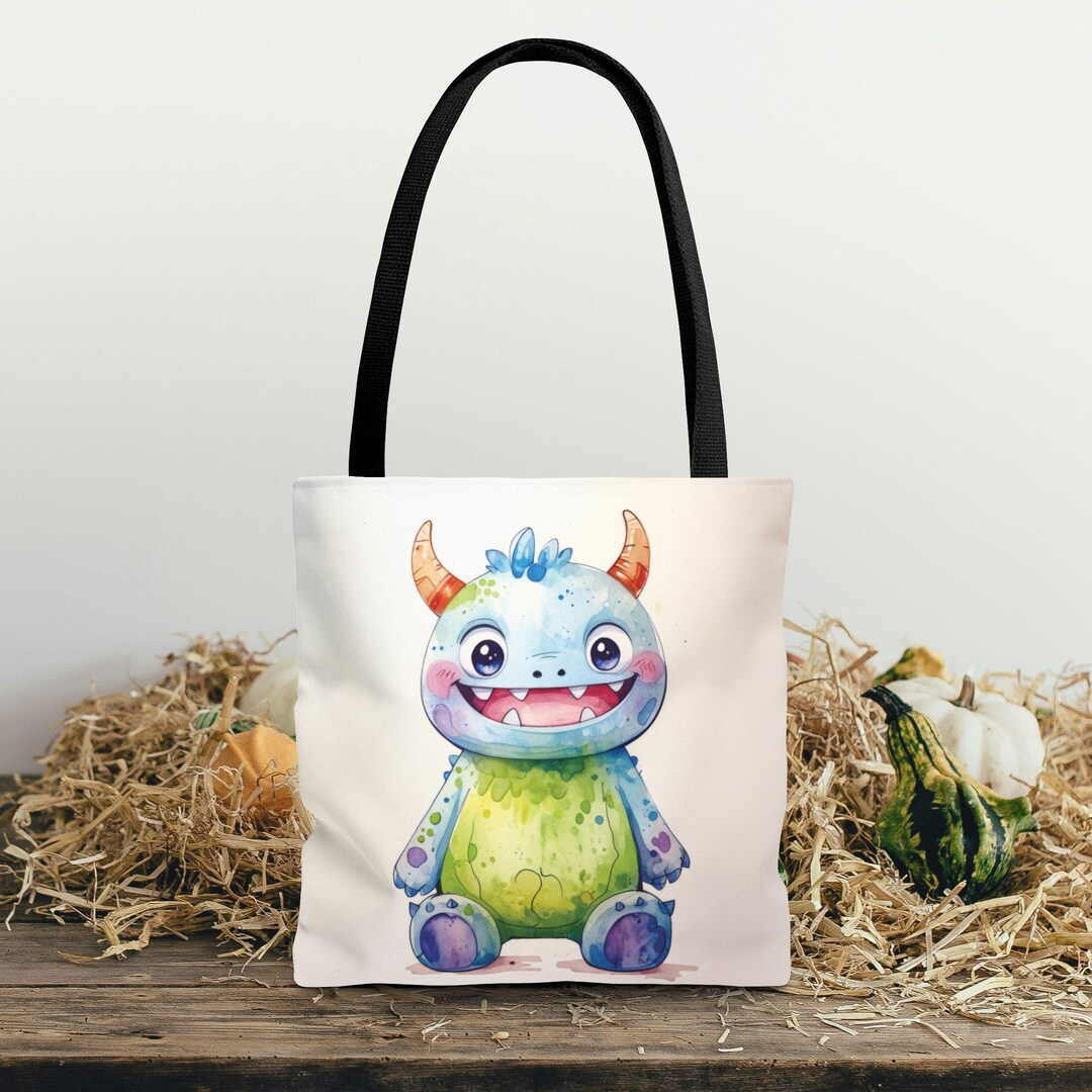 Monster Tote Bag, Creature Tote, Cute Watercolor Tote, Whimsical ...