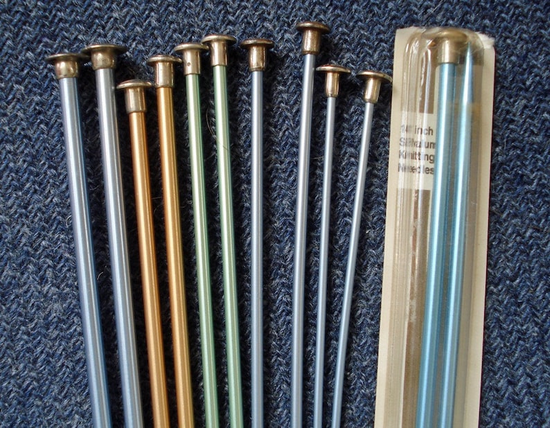 Knitting Needles One Pair, 14" or 10" Long Aluminum or Plastic, Used ...