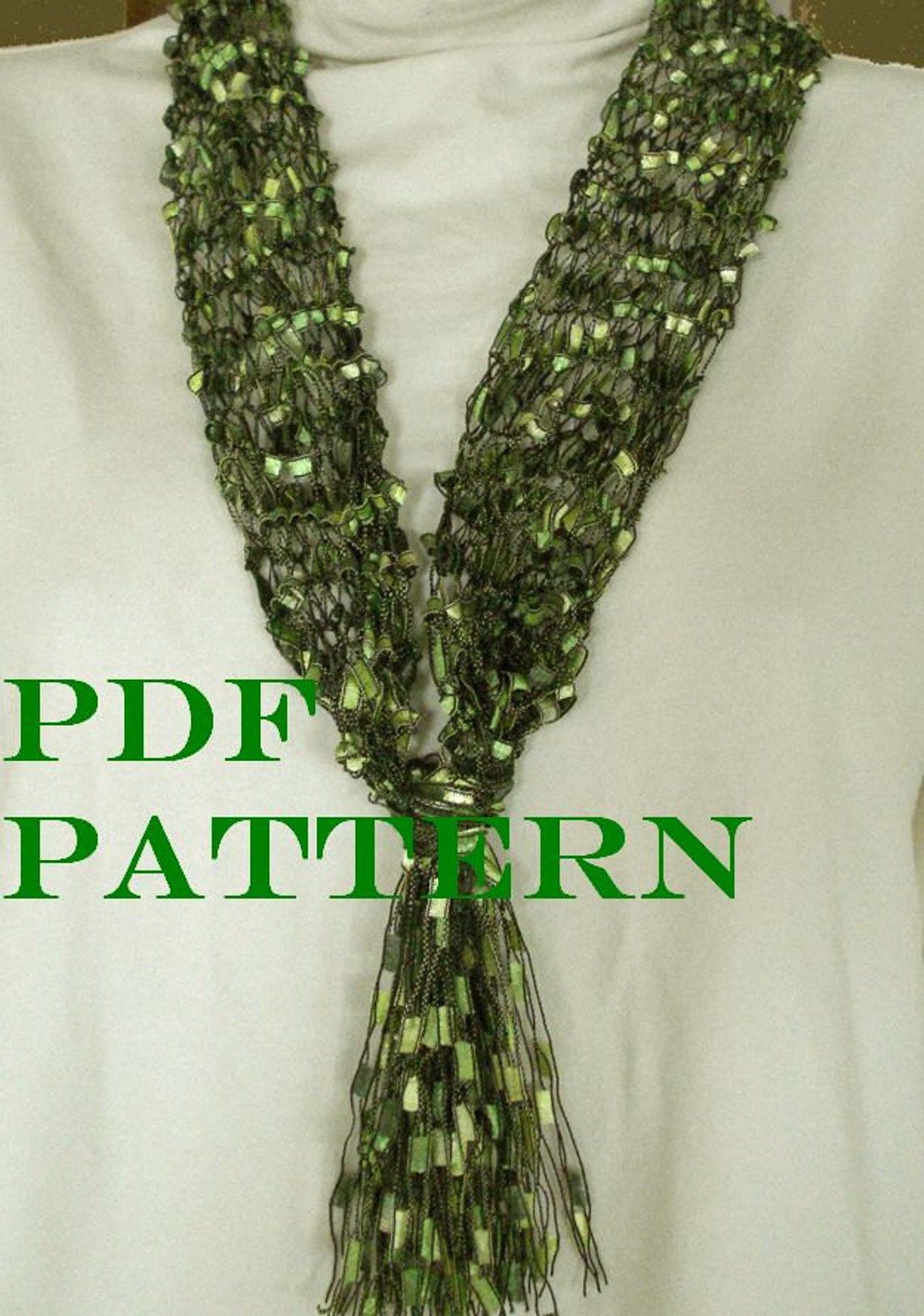 Pattern for Knit Necklace Scarf of Ladder Ribbon Yarn With Variations ...